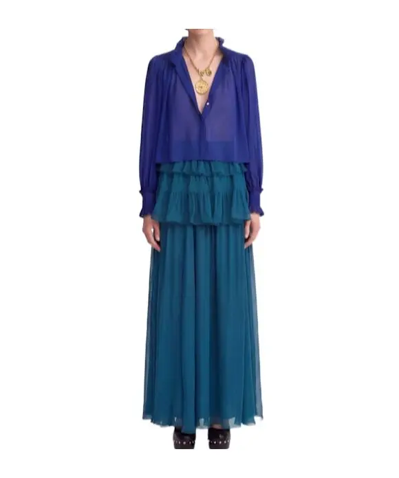 Chloé Silk Blend Georgette Shirt With Ruffled Trim