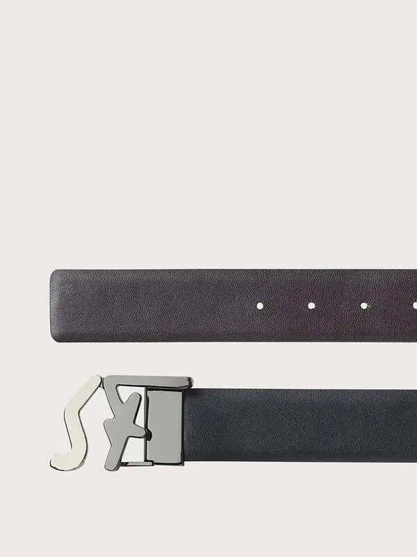 FERRAGAMO Two-tone Logo Buckle Leather Belt