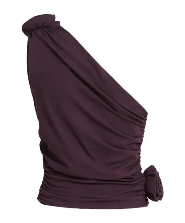 Magda Butrym One-shoulder Draped Jersey Top With Rose Detail