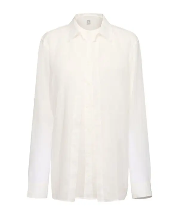 TOTEME Double Collar Ramie Shirt With Button Cuffs - White