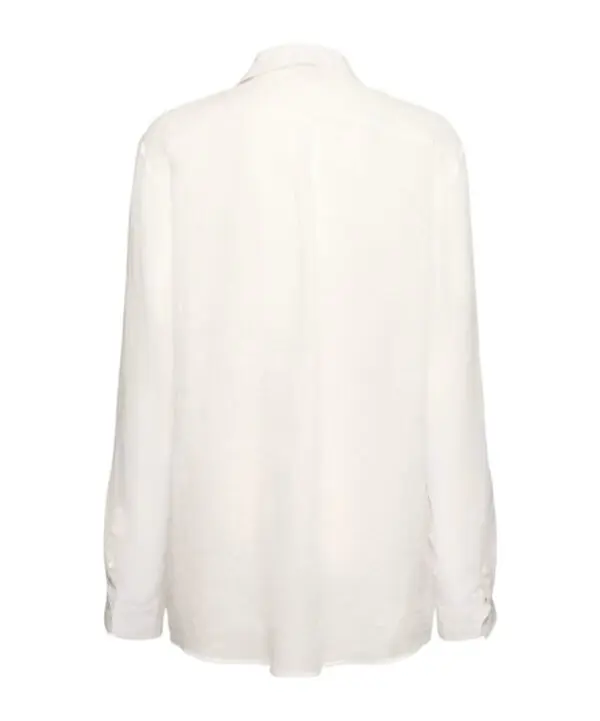 TOTEME Double Collar Ramie Shirt With Button Cuffs - White