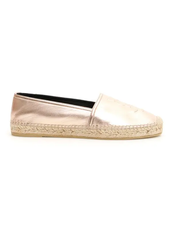 Saint Laurent Metallic Logo Espadrille Flats