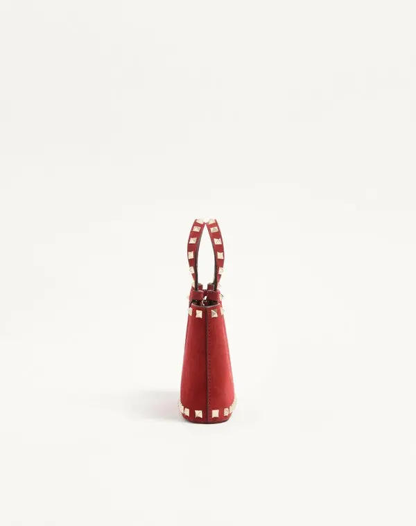 Valentino Garavani Rockstud Mini Suede Shopping Bag - Red