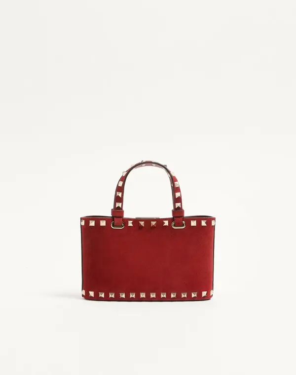 Valentino Garavani Rockstud Mini Suede Shopping Bag - Red
