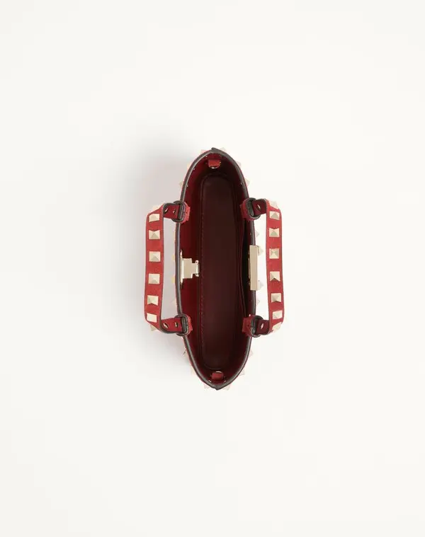 Valentino Garavani Rockstud Mini Suede Shopping Bag - Red