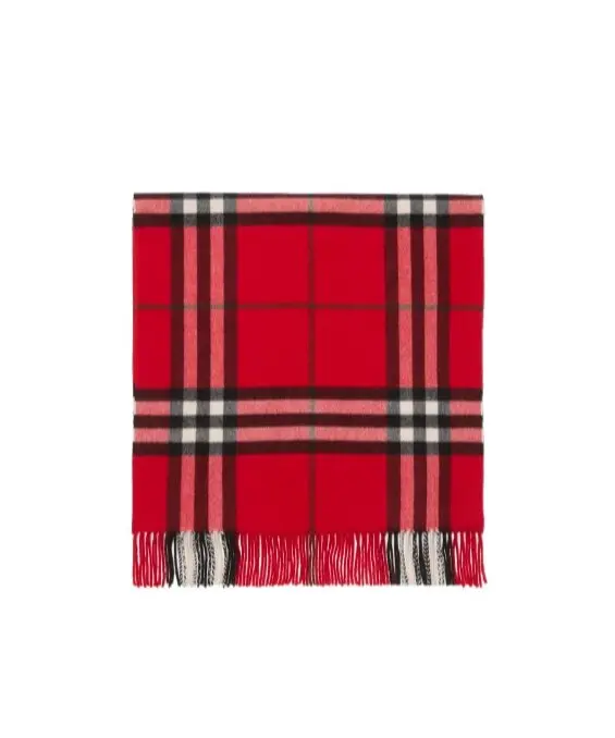 Burberry Wide Cross Stitch Ekd Check Scarf - Post Red