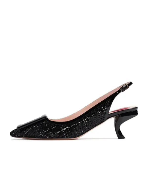 ROGER VIVIER Virgule Pointed-toe Slingback Sandals With Buckle