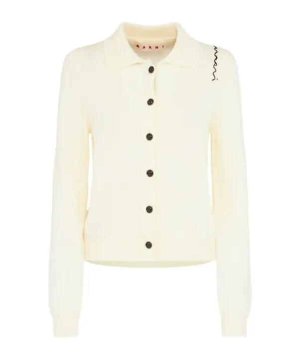 Marni Knit Buttoned Cardigan With Embroidered Detail