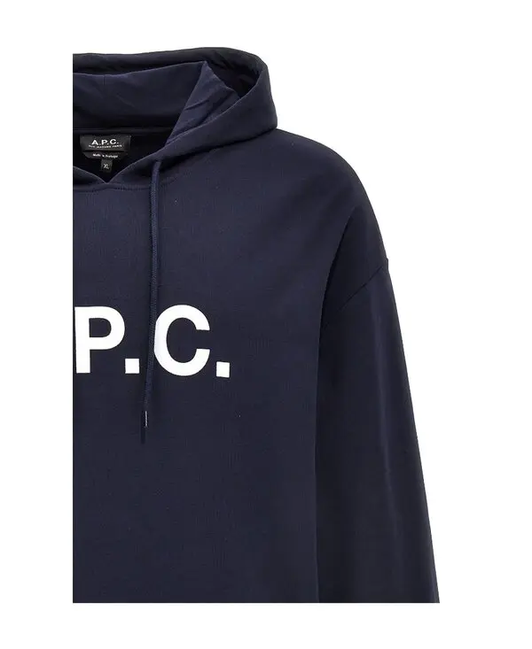 A.p.c. Logo Printed Drawstring Hoodie - Black