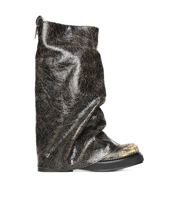 Attico Round Toe Slouch Boots - Brown