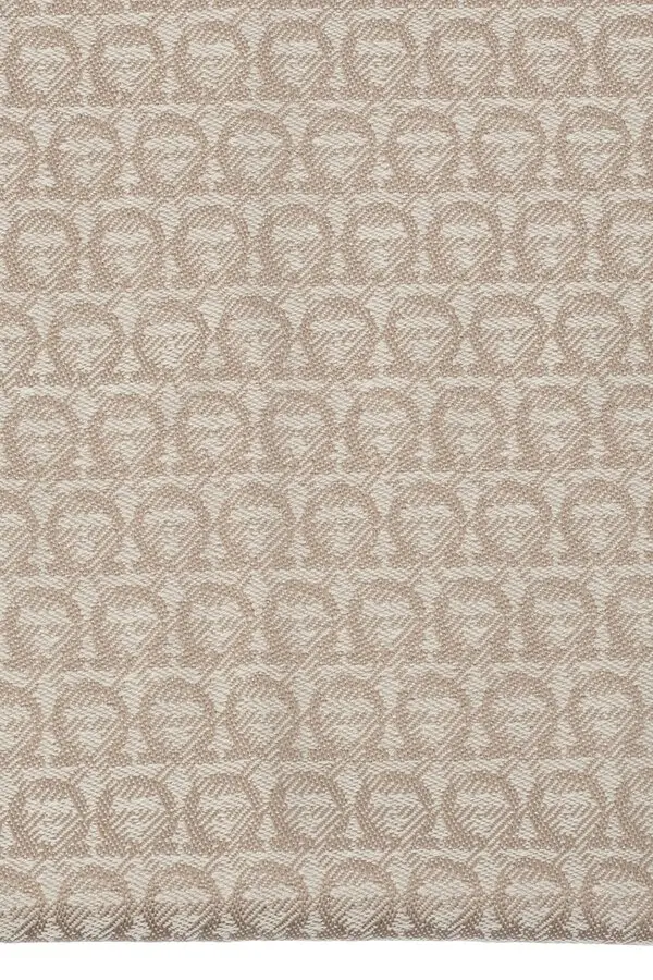 FERRAGAMO Gancini Patterned Fringed Scarf - Nude