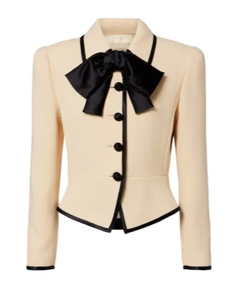 Valentino Garavani Bow-detail Virgin Wool Crêpe Jacket - Nude