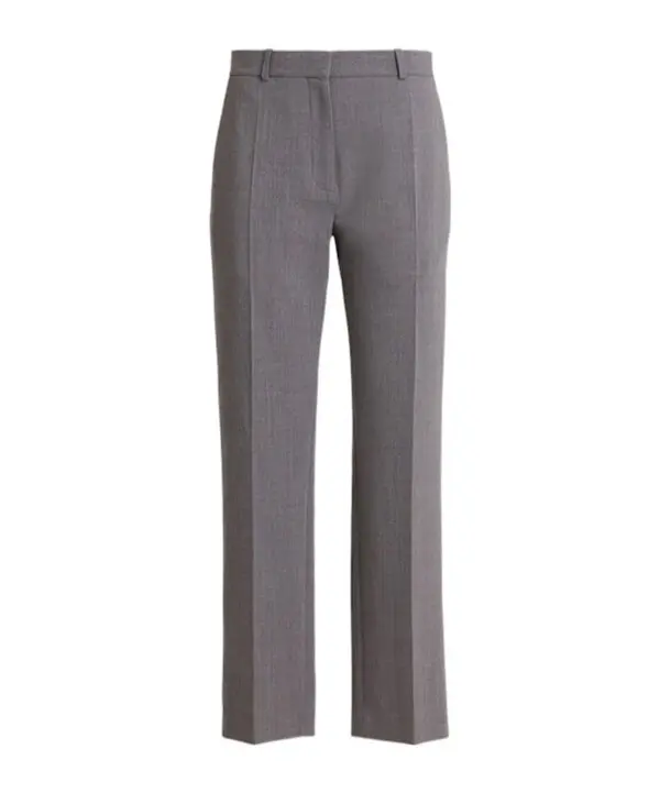 THE ROW Relian Stretch Wool Straight Leg Trousers - Gray