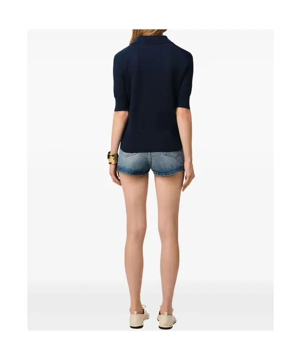 AMI Paris De Coeur Fine Knit Polo Top