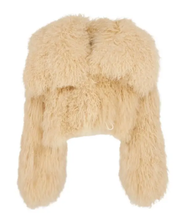 Attico Mongolian Fur Short Coat - Nude