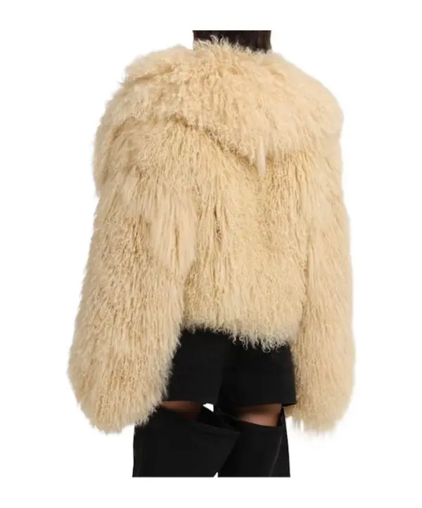 Attico Mongolian Fur Short Coat - Nude