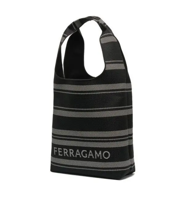 FERRAGAMO Striped Tote Bag With Top Handle