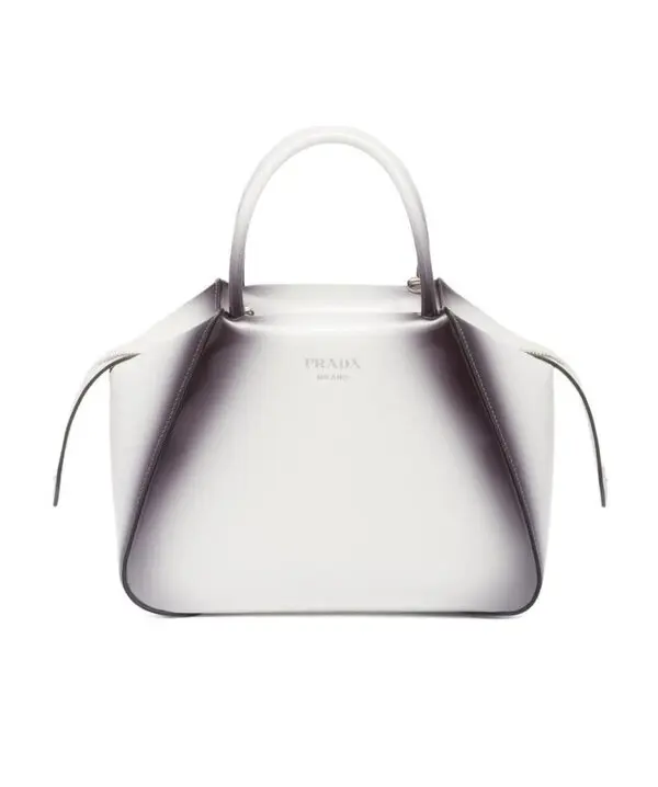 Prada Small Brushed Leather Handbag With Gradient Effect - Gradient White