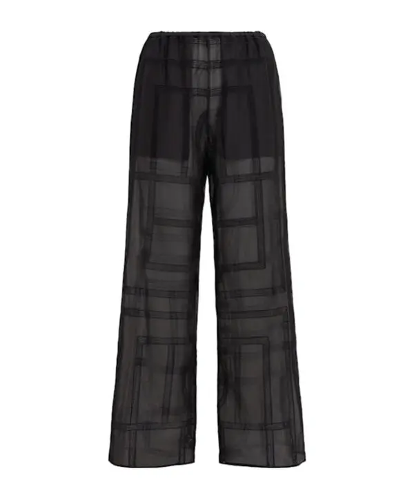 TOTEME Monogram Cotton Silk Pajama Pants - Black