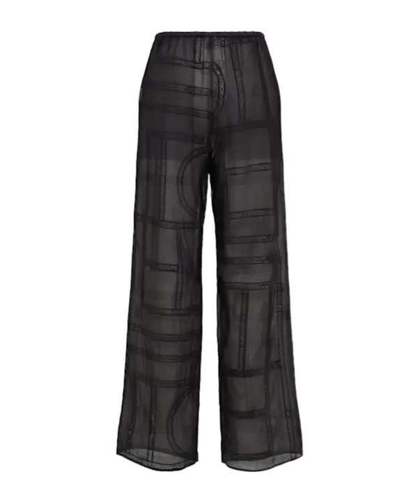 TOTEME Monogram Cotton Silk Pajama Pants - Black