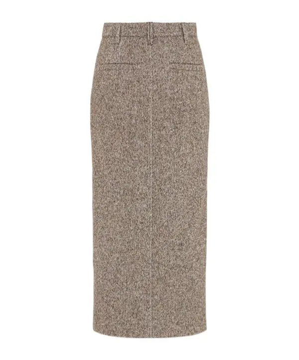 Brunello Cucinelli Front Split Knit Long Skirt