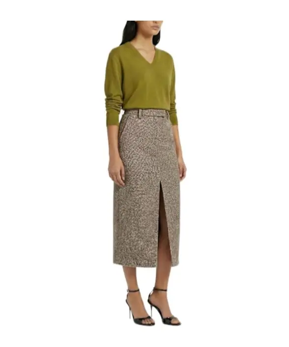 Brunello Cucinelli Front Split Knit Long Skirt
