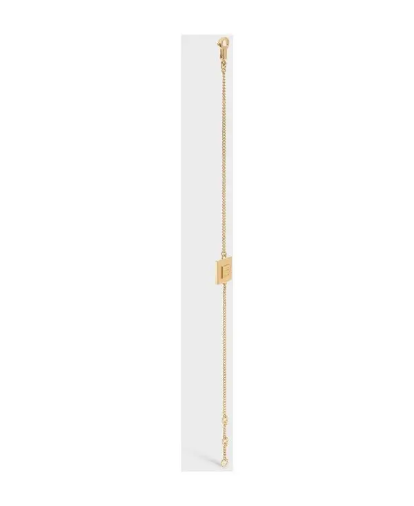 Celine Alphabet E Bracelet In Brass With Gold Finish