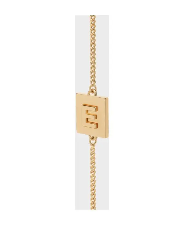 Celine Alphabet E Bracelet In Brass With Gold Finish