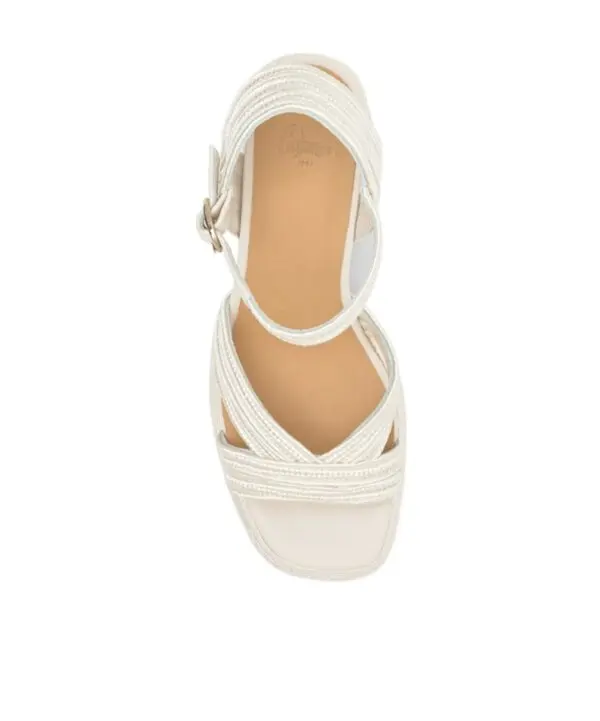 CastaÑer Valle Interwoven Metallic Slingback Sandals - White