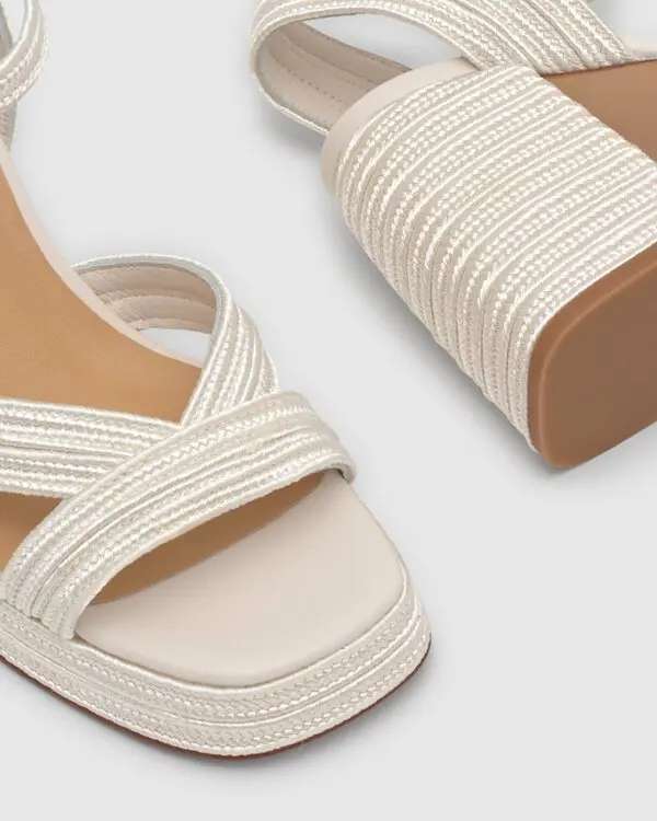 CastaÑer Valle Interwoven Metallic Slingback Sandals - White