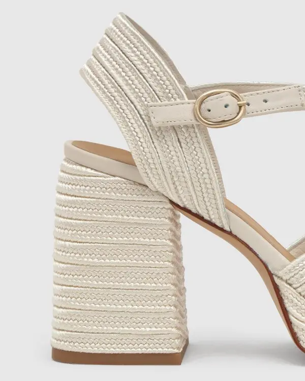 CastaÑer Valle Interwoven Metallic Slingback Sandals - White