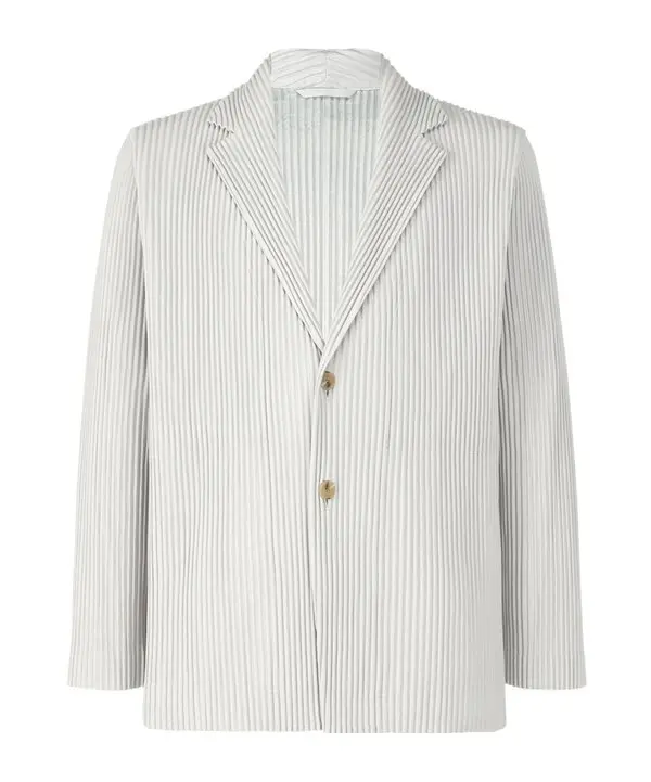 Issey Miyake Single Breasted Pleated Blazer - White