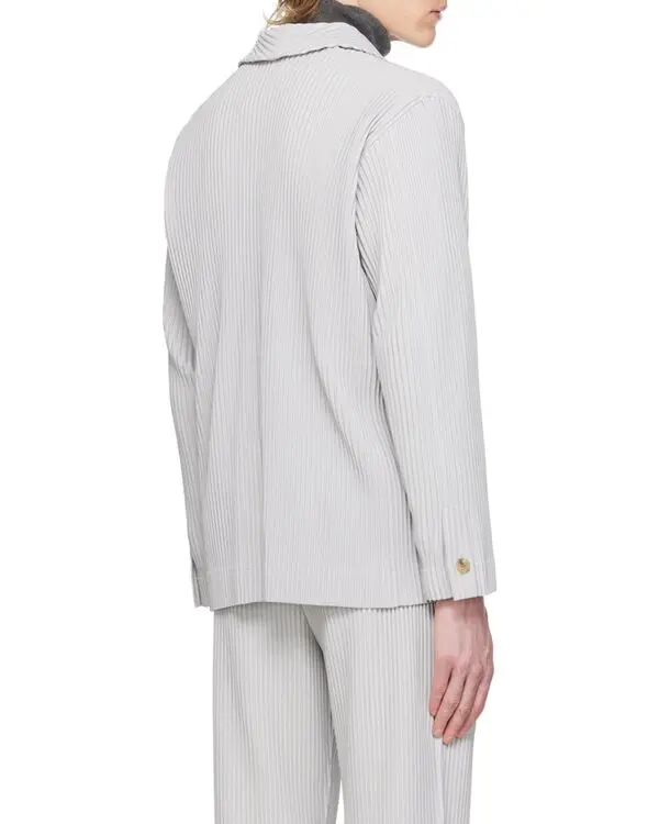 Issey Miyake Single Breasted Pleated Blazer - White