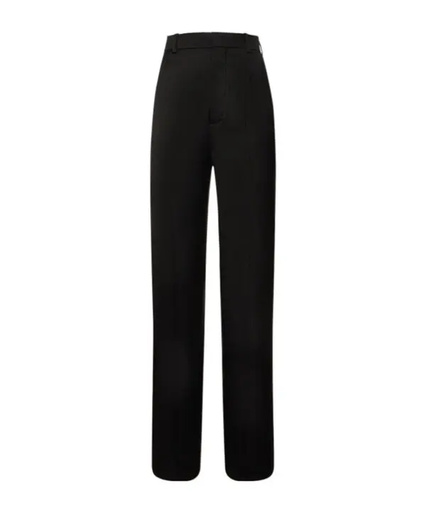ANN DEMEULEMEESTER High Waist Satin Straight Pants - Black