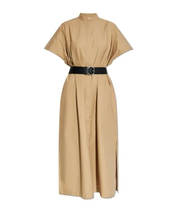 JIL SANDER Belted Midi Dress - Brown