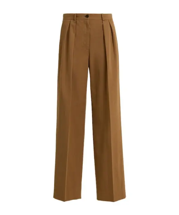 THE ROW Igor Cotton Wide Leg Pants - Brown
