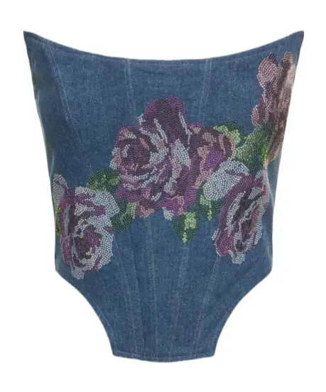 Giuseppe Di Morabito Embellished Denim Corset Top