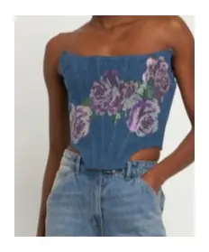 Giuseppe Di Morabito Embellished Denim Corset Top