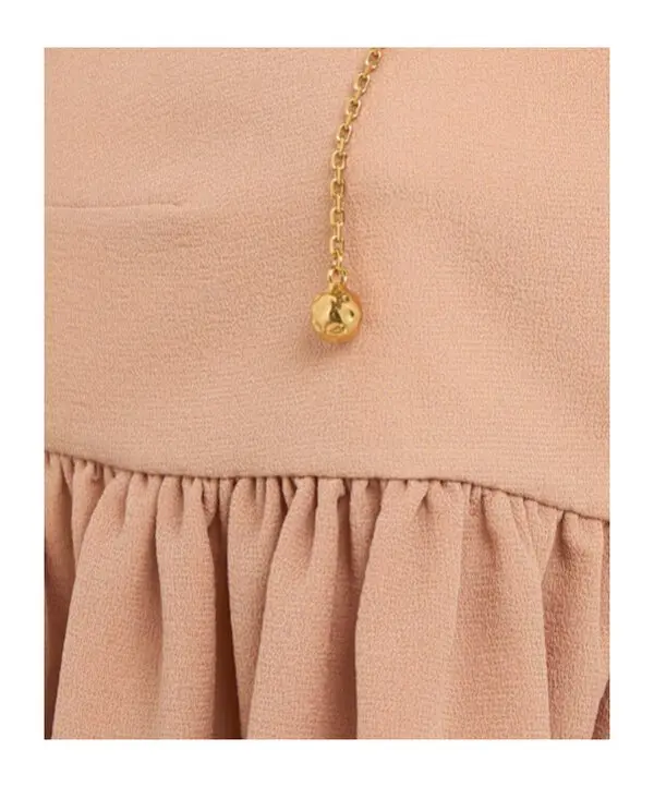 Chloé Silk Georgette Layered Ruffle Top - Nude
