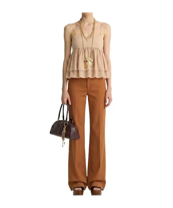 Chloé Silk Georgette Layered Ruffle Top - Nude