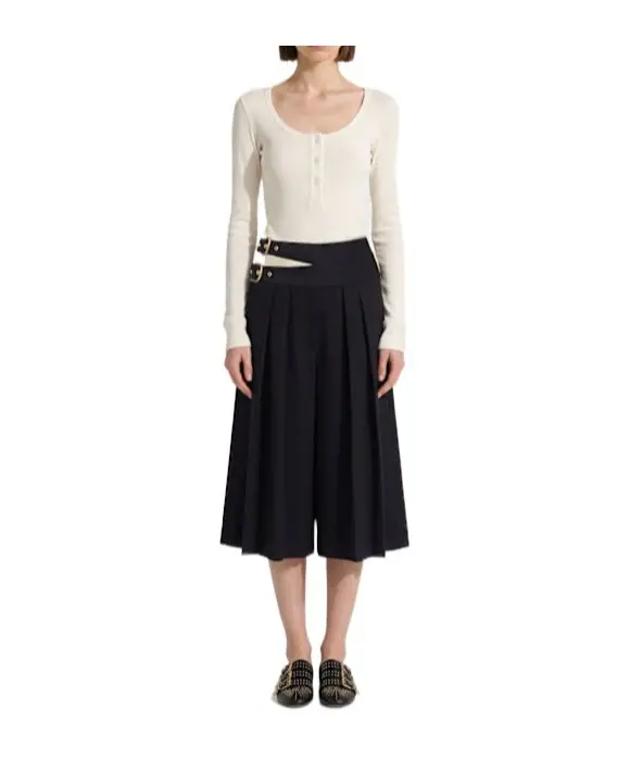 Chloé Wool Gabardine Shorts With Adjustable Buckles