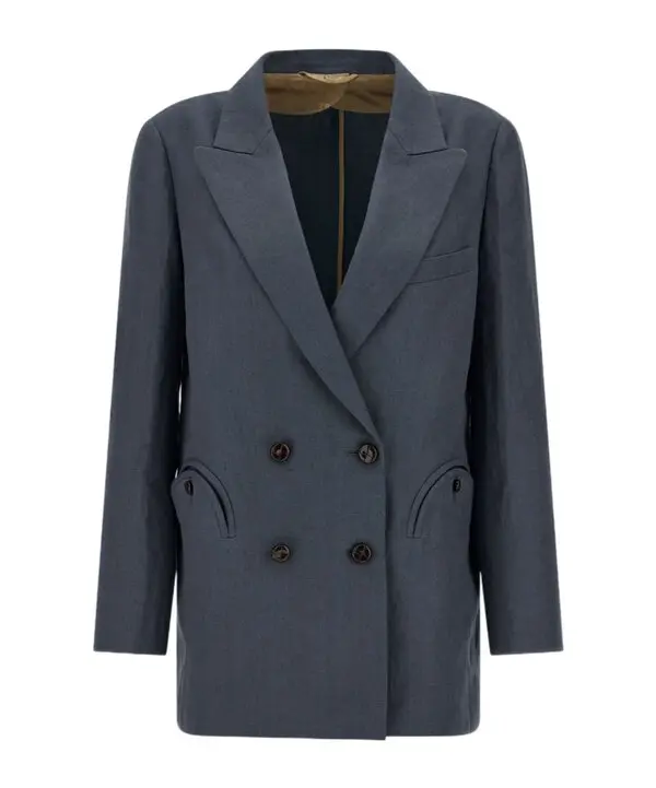 BLAZÉ MILANO Midday Sun Double-breasted Linen Blazer - Black