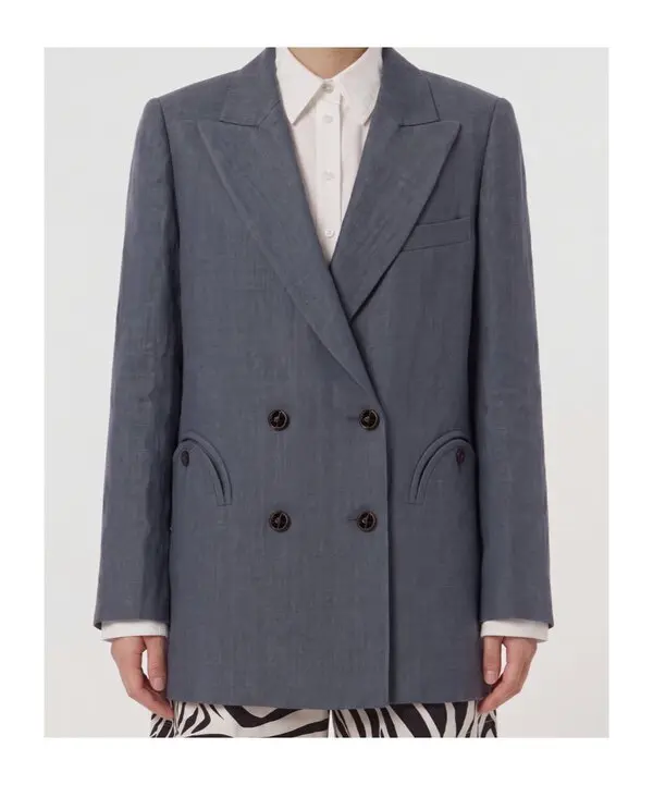 BLAZÉ MILANO Midday Sun Double-breasted Linen Blazer - Black