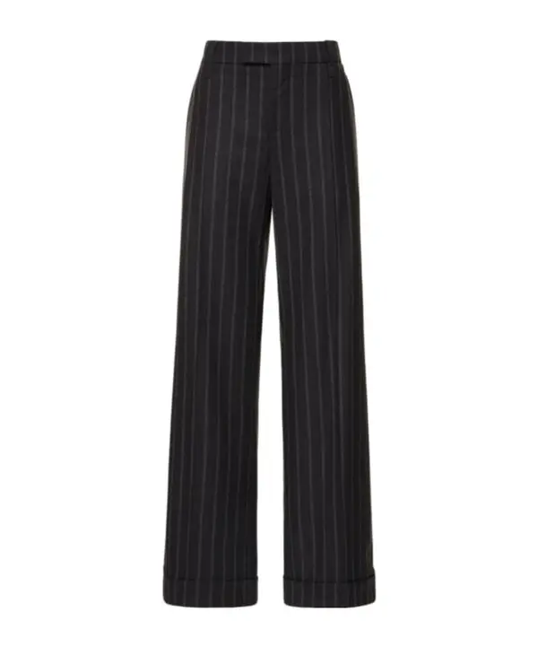 Brunello Cucinelli Pinstriped Wool Straight Leg Trousers