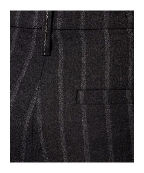 Brunello Cucinelli Pinstriped Wool Straight Leg Trousers