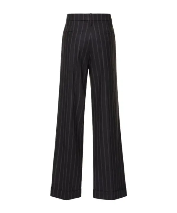 Brunello Cucinelli Pinstriped Wool Straight Leg Trousers
