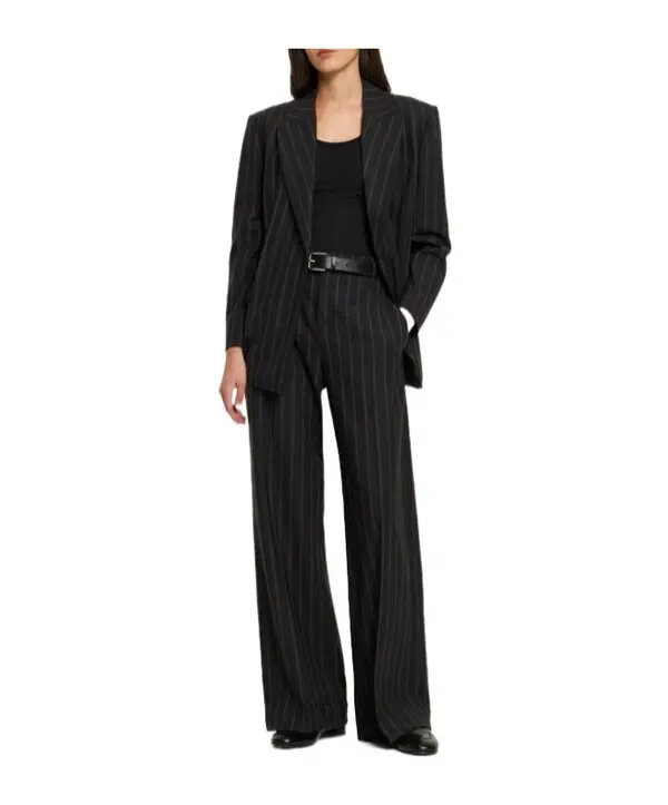 Brunello Cucinelli Pinstriped Wool Straight Leg Trousers