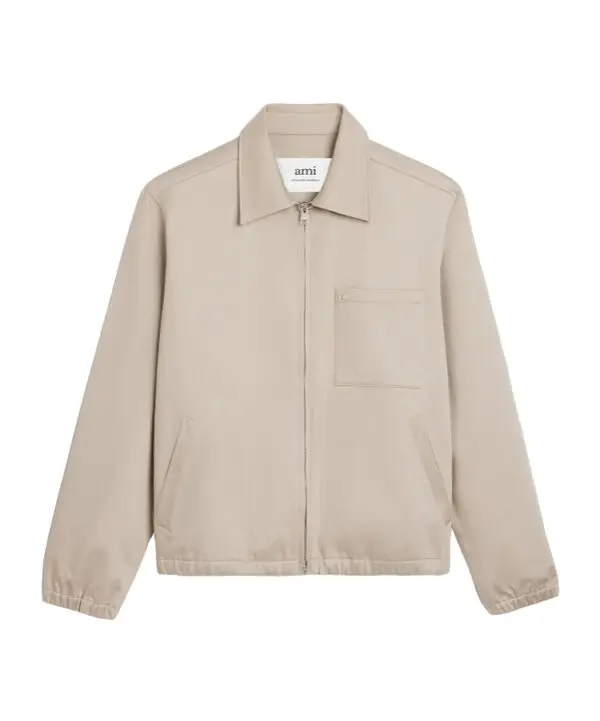 Ami Long-sleeved Zipped Bomber Jacket - Nude