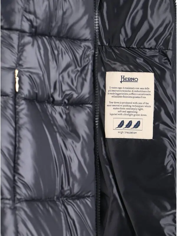 Herno High Neck Long Sleeve Zip Up Down Coat