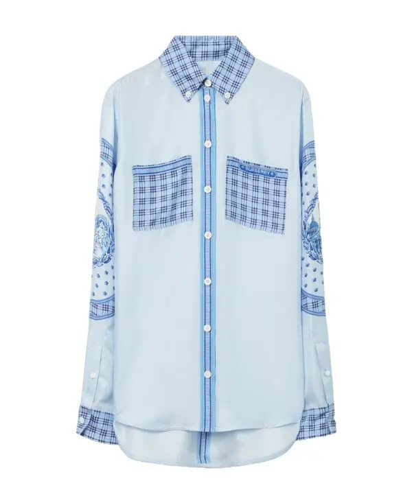 Burberry Monument Print Silk Shirt - Blue
